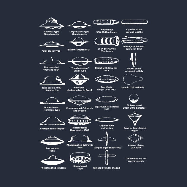 UFO Types Chart White - Ufo - T-Shirt