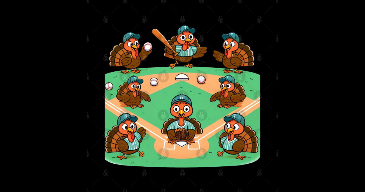 Turkey Baseball Mascot Funny Thanksgiving - Turkey Team Talk Baseball ...