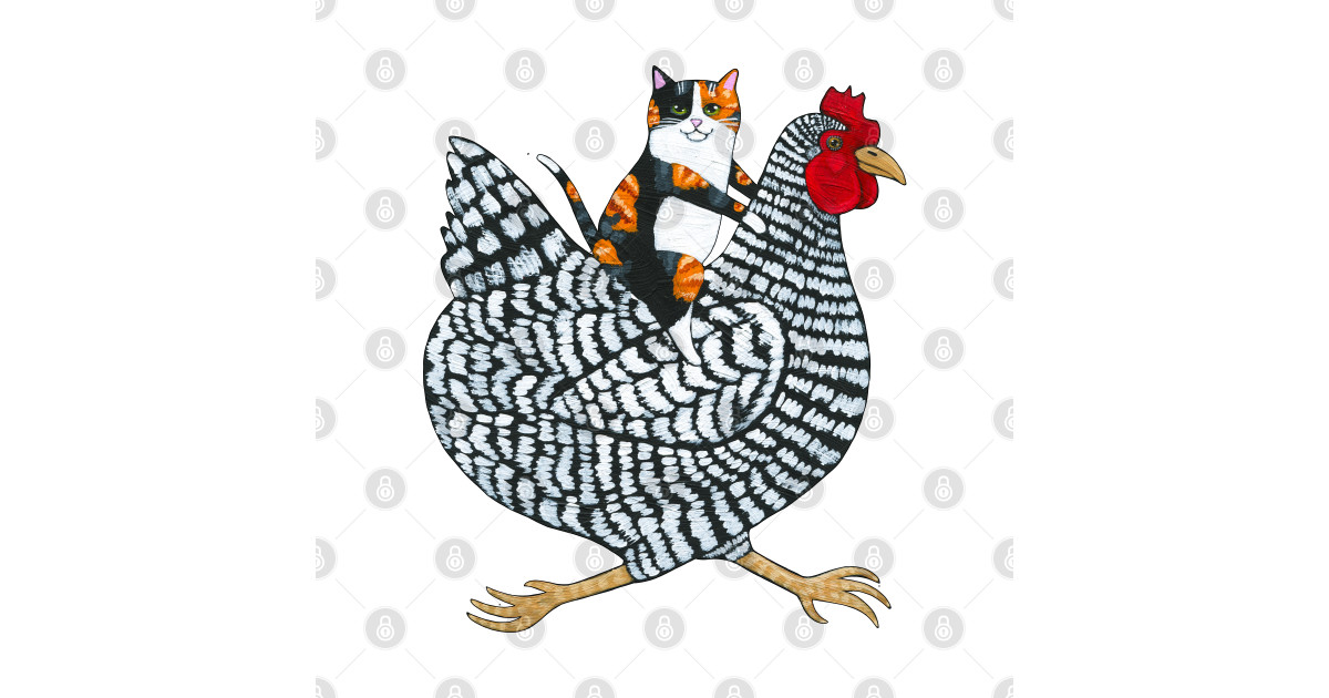 Calico Cat Chicken Ride - Cat - T-Shirt | TeePublic