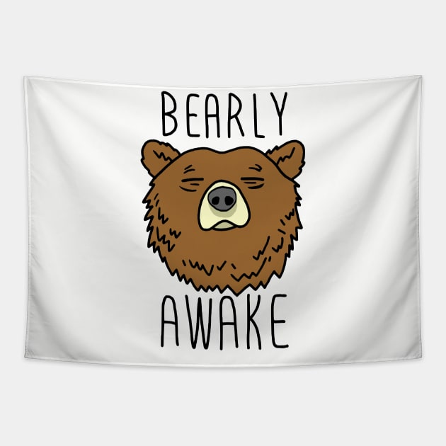 Bearly Awake Bear Pun Funny - Funny Puns - Tapestry | TeePublic