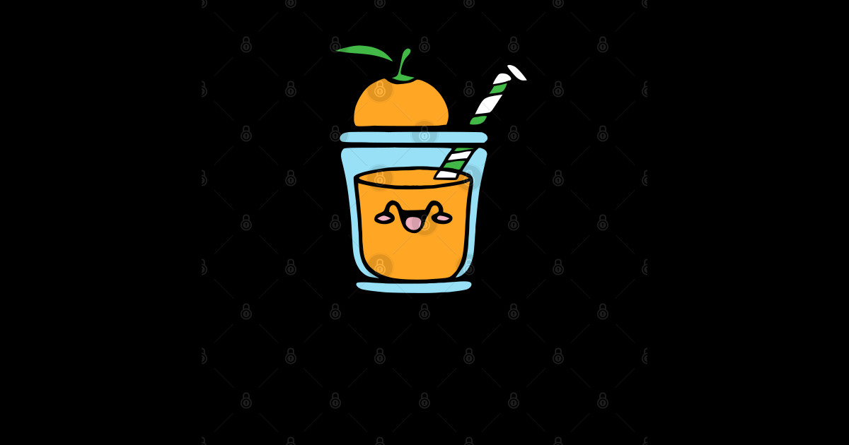 Squeeze The Day - Kawaii Cute Orange Juice - Orange Juice - Sticker ...