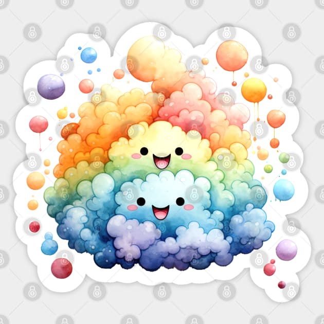Cute rainbow puffs - Nursery Art - Sticker | TeePublic