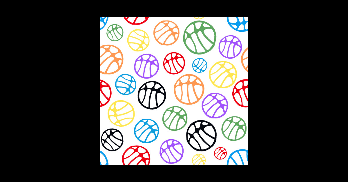 Colorful Basketball Ball Pattern on White - Basketball - Sticker ...
