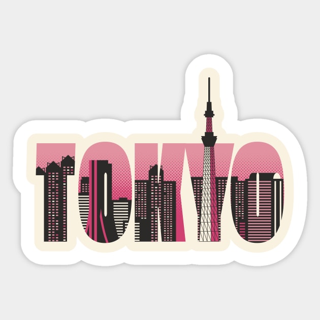 Retro Tokyo Skyline Word Art // Tokyo Lover - I Love Tokyo - Sticker ...