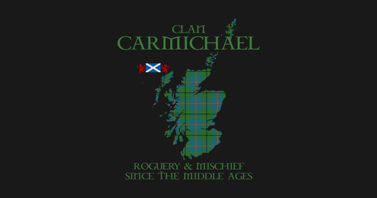 Clan Carmichael tartan Scotland map Saltire flag and lion rampant ...