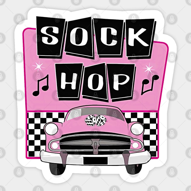 50s Sock Hop Dance Retro 1950s Party Doo Wop Pink - N Roll - Sticker ...