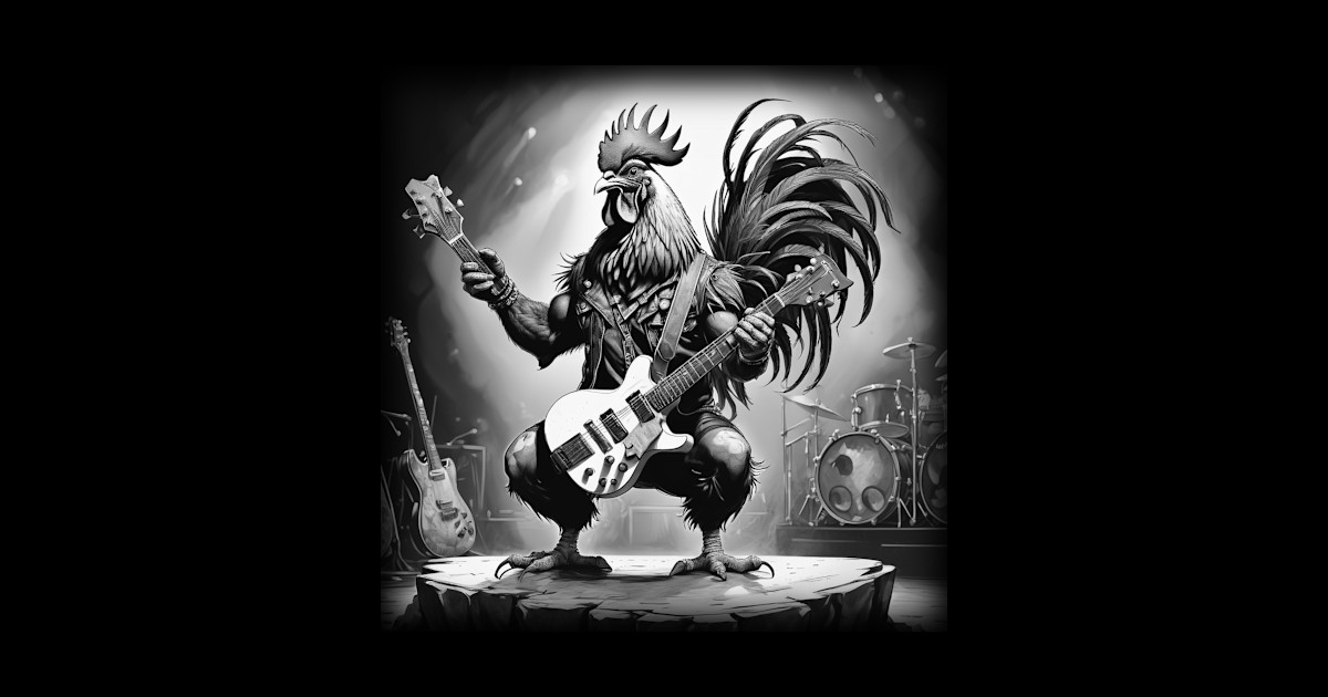 Rocking Rooster Rocker - Rockstar - Sticker | TeePublic