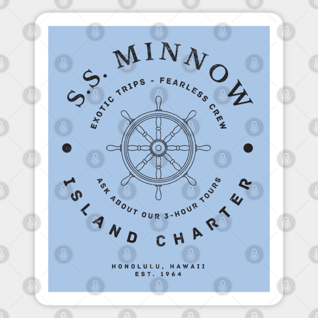 S.S. Minnow Island Charter - modern vintage logo - Ss Minnow - Sticker ...
