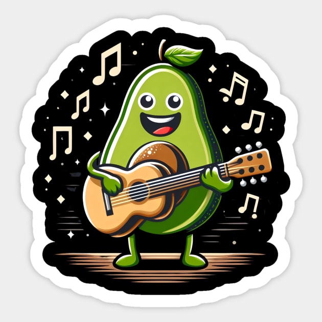 avocado playing guitar - music - Avocado Cartoon - Sticker | TeePublic