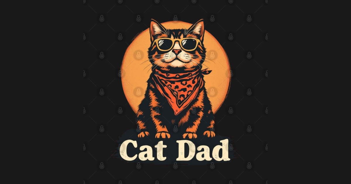 Cool Cat Dad Vintage Style - Cat Dad - T-Shirt | TeePublic