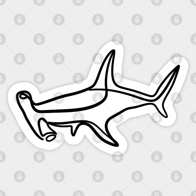 Hammerhead Shark Line Drawing - Hammerhead Shark - Sticker | TeePublic
