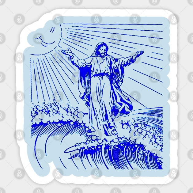 Surfing Jesus - Surfing Jesus Vintage - Sticker | TeePublic