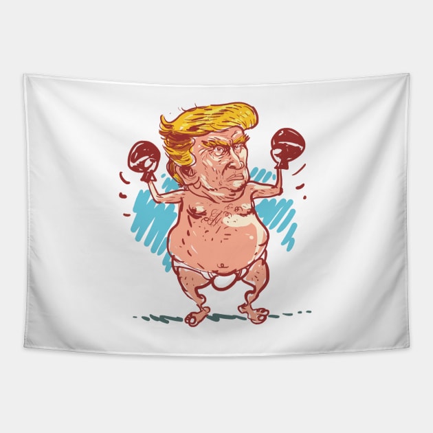 trump boxer cartoon - Trump President - Tapestry | TeePublic