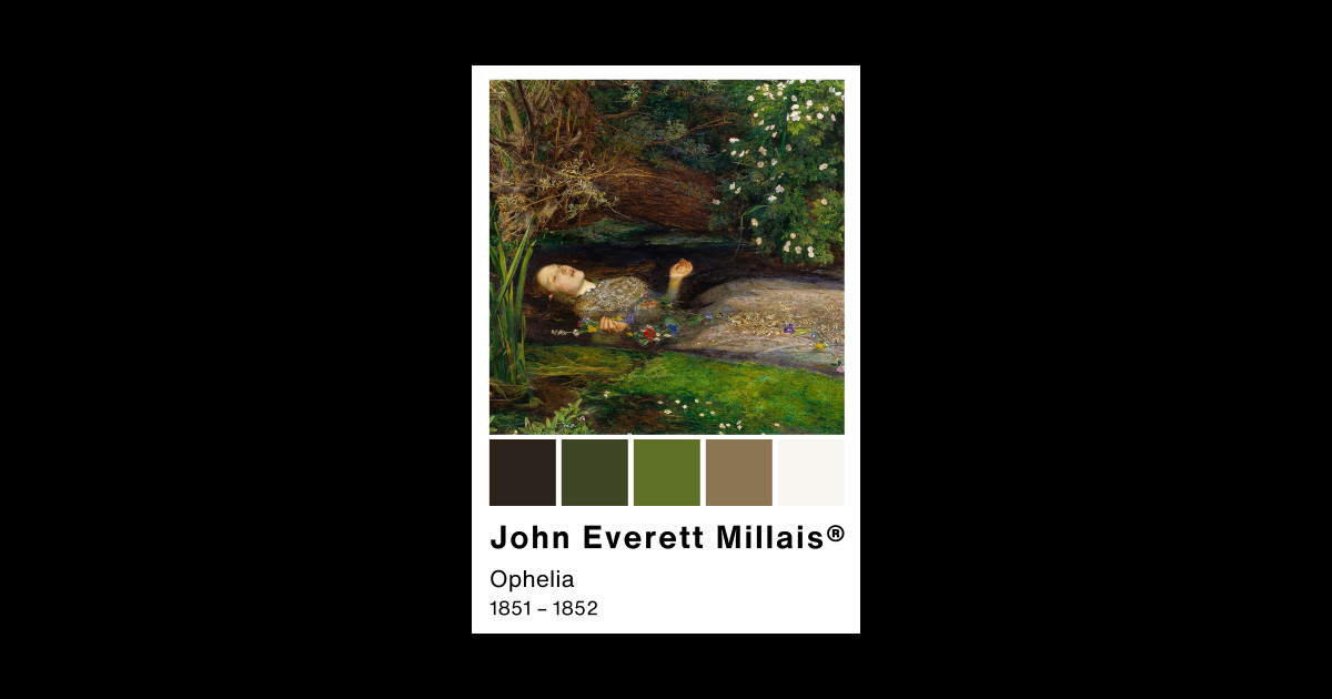 John Everett Millais - Ophelia - Pantone Color swatch, Art Paintings Art history - Art History ...