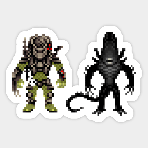Pixel AvP - Aliens Vs Predator - Sticker | TeePublic