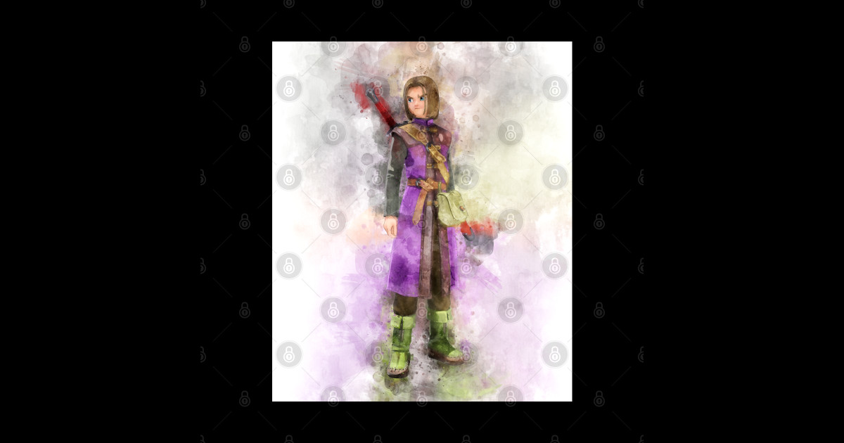 Hero - DQXI Watercolor - Luminary - Sticker | TeePublic