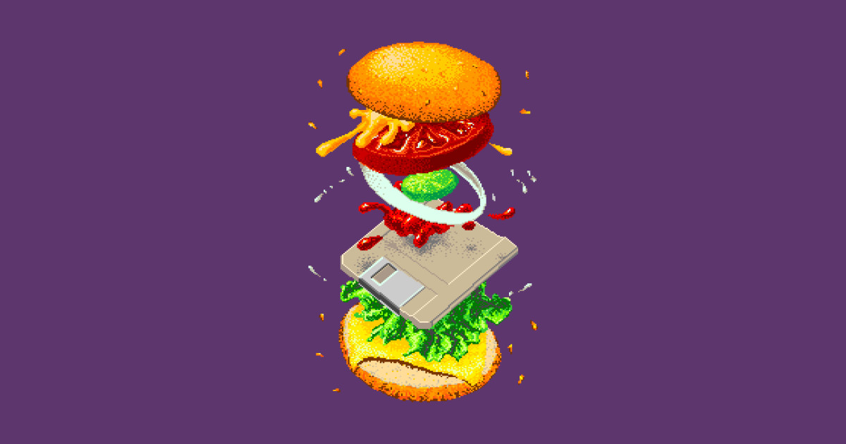 Four-Byte Burger, Transparent Background 2 - Burger - T-Shirt | TeePublic