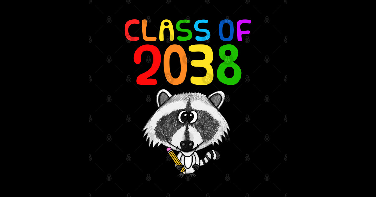 Class Of 2038 Raccoon, First Day Of School - Class Of 2038 - Sticker ...