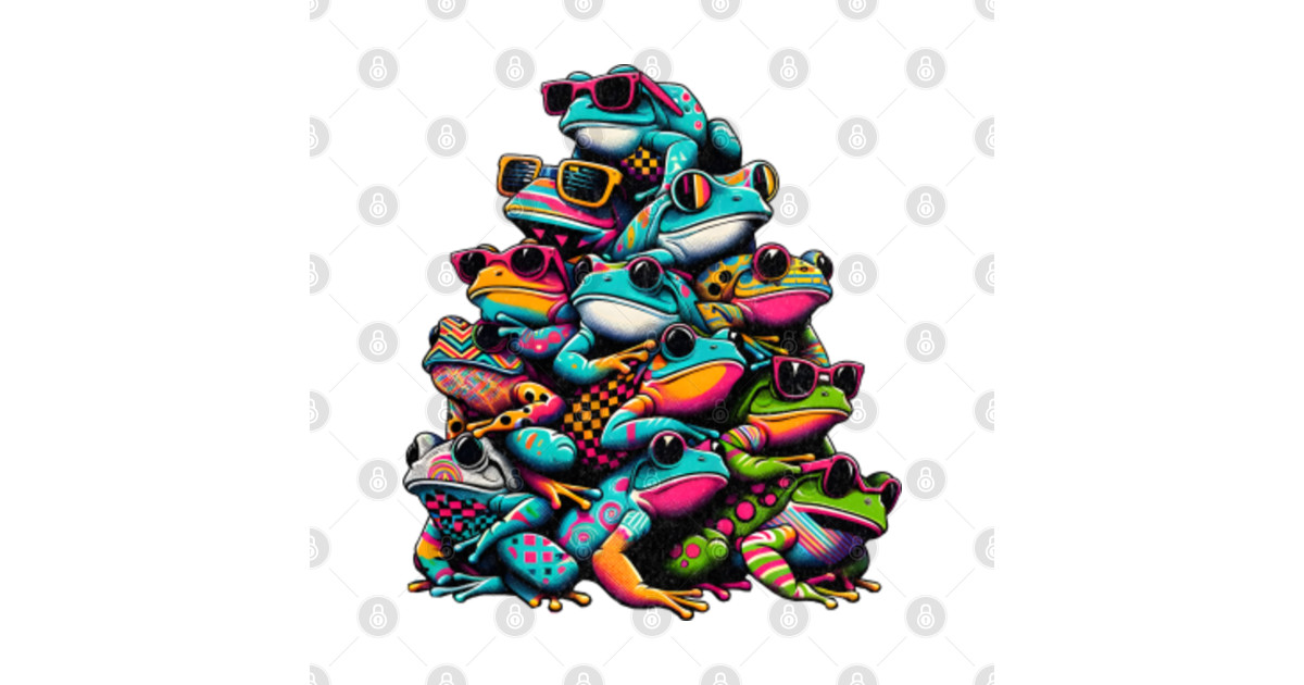 Pile Of Frogs - Vibrant Frog Stack - Cool Frog - T-Shirt | TeePublic
