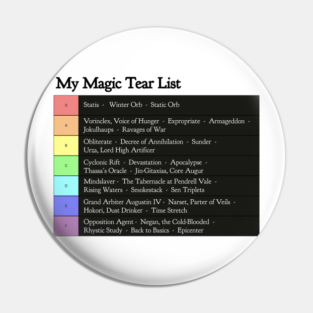 My Magic Commander "Tear" List - Magic The Gathering - Pin | TeePublic