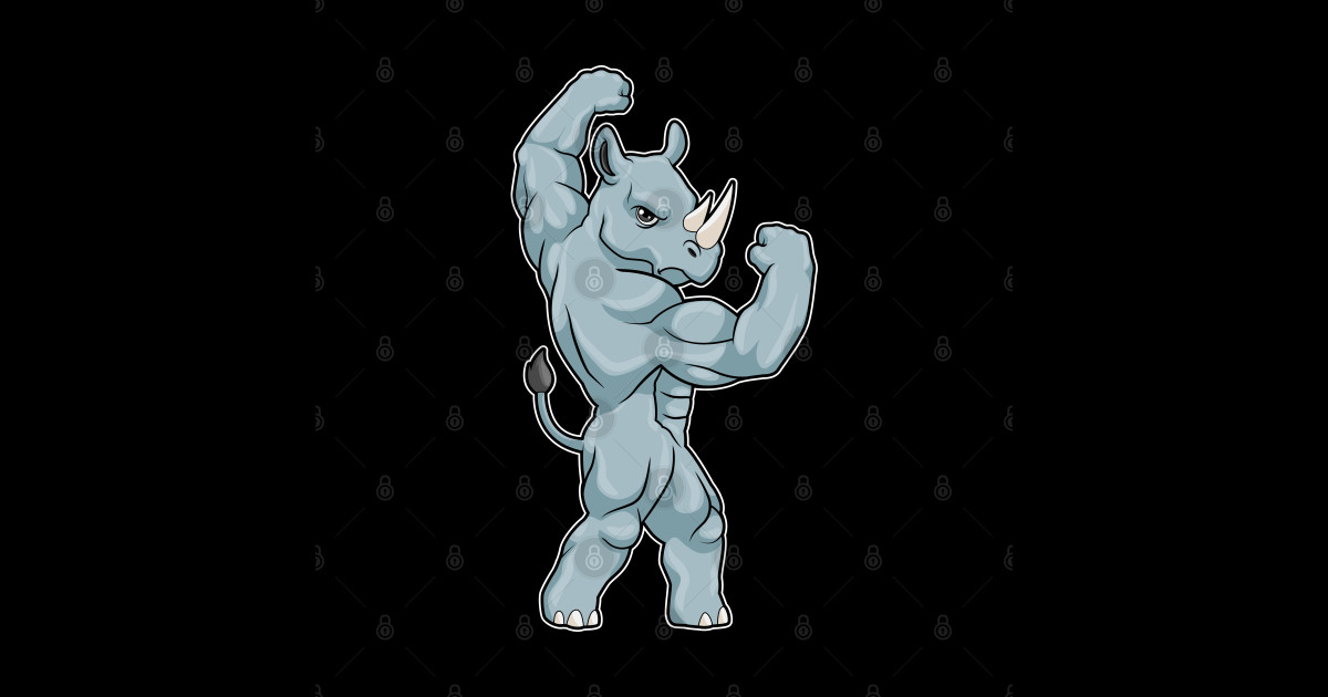 Rhino as Bodybuilder extreme - Bodybuilding - Sticker | TeePublic