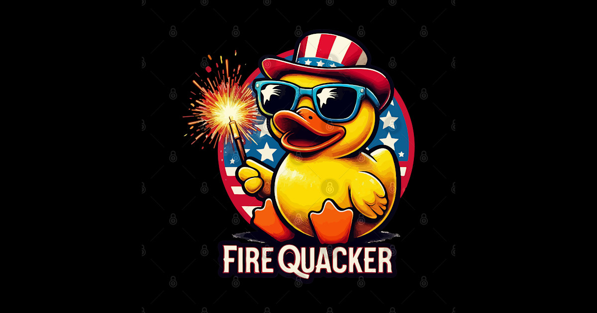 Firequacker Rubber Duck USA flag 4th of July - Firequacker - Sticker ...
