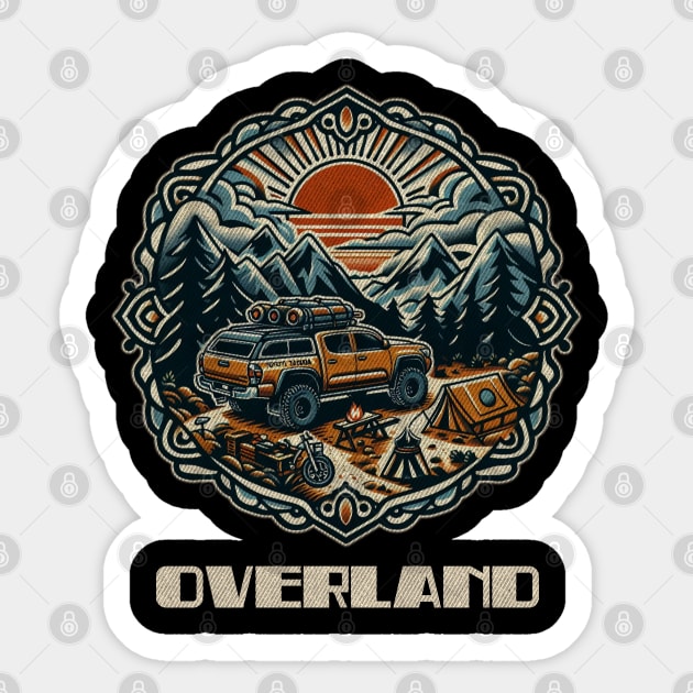 Overland Toyota sunset campground - Overlanding - Sticker | TeePublic
