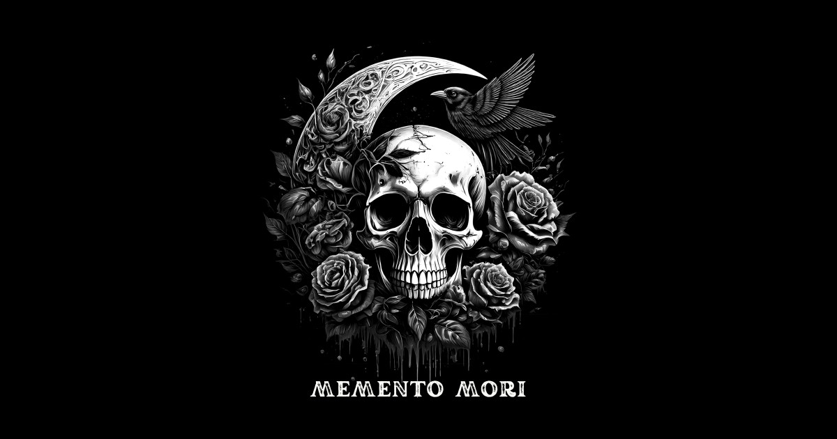 Memento Mori in Mono (remember you must die) Skull Raven & Moon - Skull Design - Magnet | TeePublic