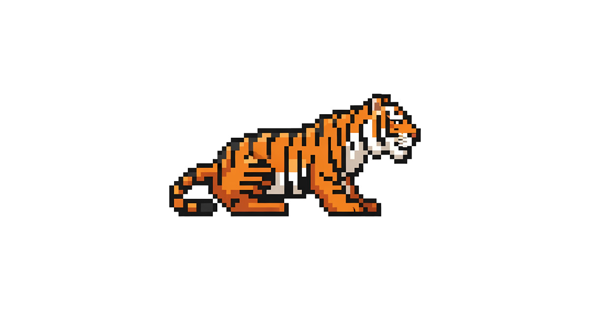 Pixel Tiger Wild Cat 8-Bit Retro Game - Pixel Art - T-Shirt | TeePublic
