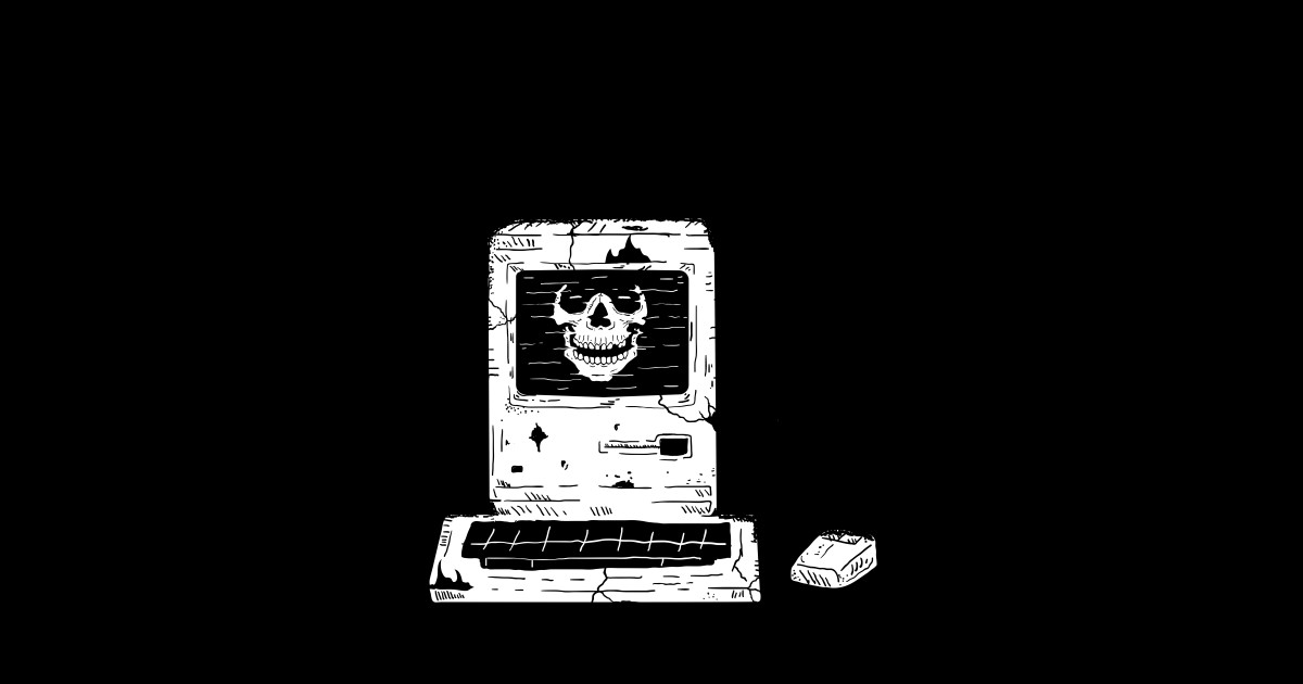 Old computer Skull - Computer - Sticker | TeePublic