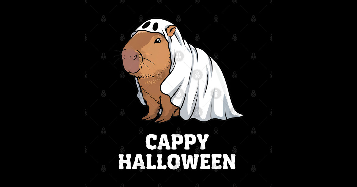 Happy Cappy Capy Halloween Capybara Kawaii Ghost - Cappy Halloween ...