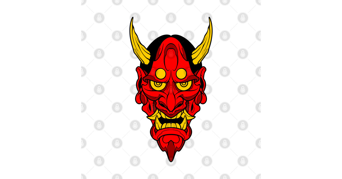 long face oni mask - Oni Mask - T-Shirt | TeePublic