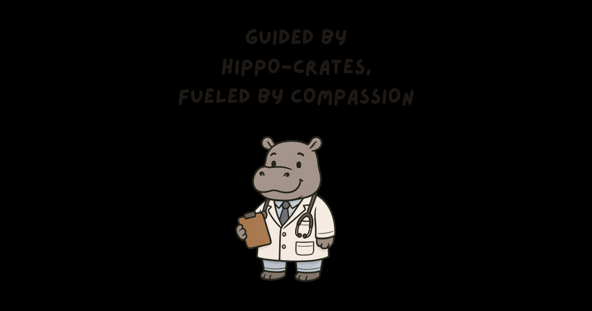 Dr. Hippo-crates – Healing with Heart - Hippo - Sticker | TeePublic