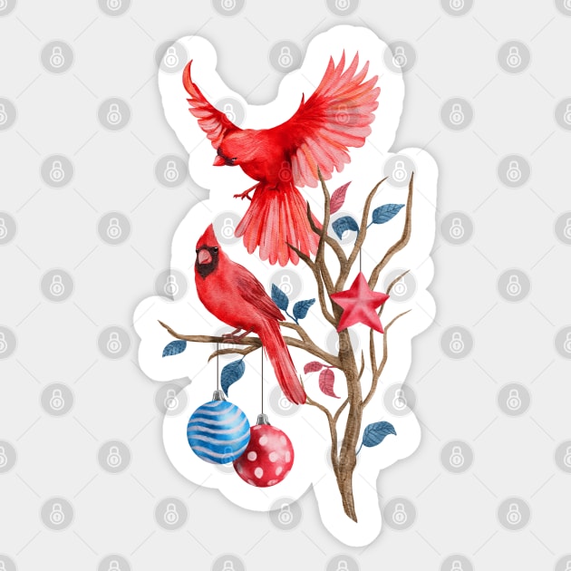 Two Red Birds - Christmas 2021 Gifts Idea - Sticker | TeePublic