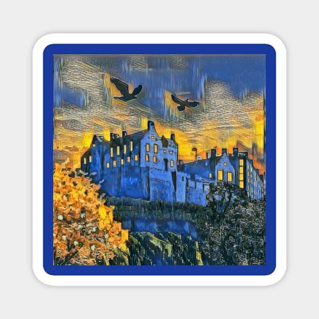 Edinburgh Castle, Van Gogh Style - Edinburgh Castle - Magnet | TeePublic