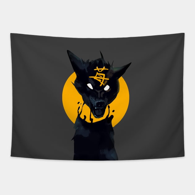 Inugami Yellow Japanese Demon Dog Spirit Yokai - Demon Dog - Tapestry ...