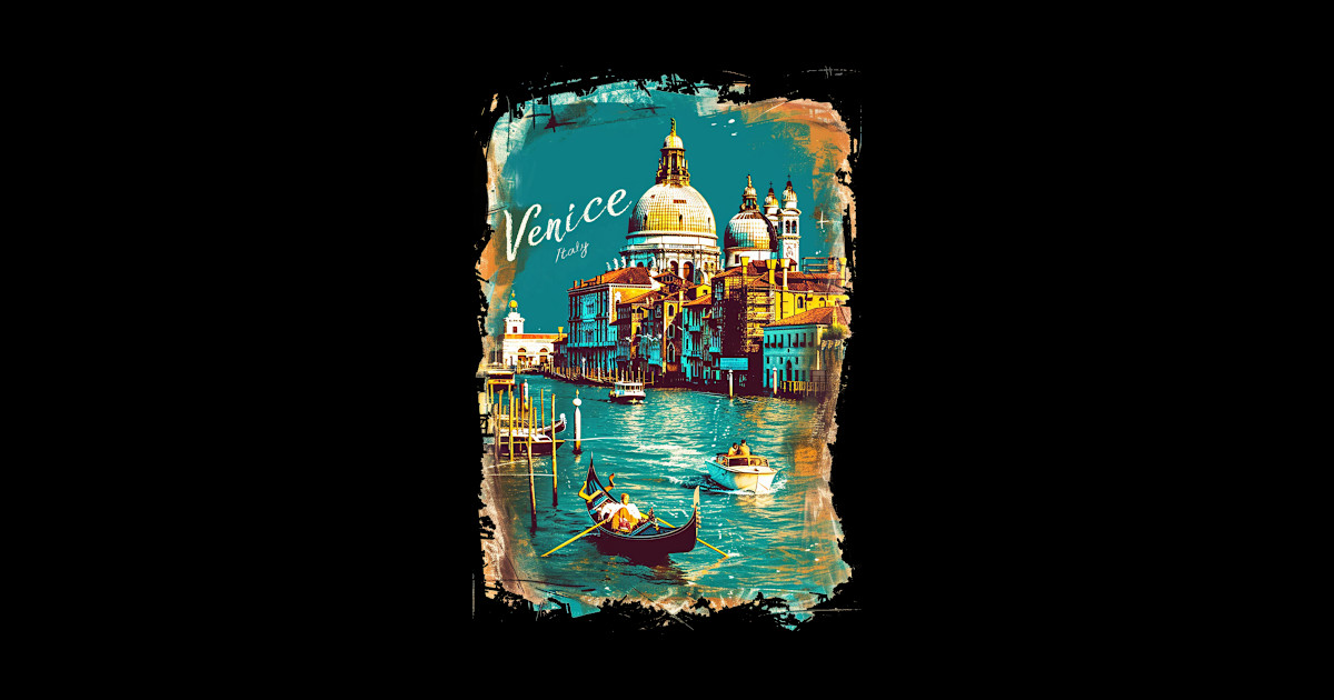 Venice Retro Italy poster - Venice - Sticker | TeePublic
