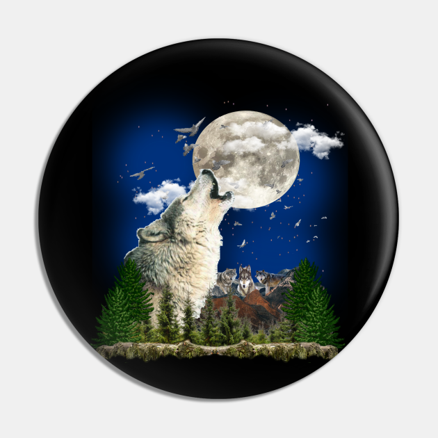 Howling Wolf - Wolf - Pin | TeePublic