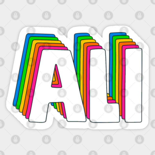 Hello My Name Is Ali Rainbow Name Tag - Ali - Sticker | TeePublic