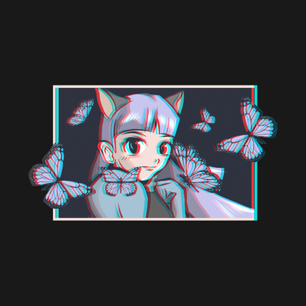 Vaporwave Anime Neko Girl Aesthetic Butterfly T Aesthetic Anime