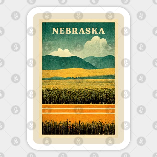 Nebraska Retro Travel - Nebraska - Sticker | TeePublic