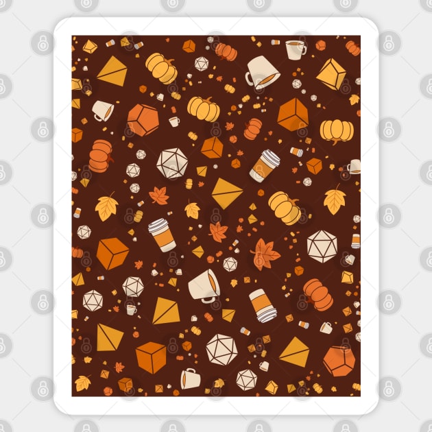Pumpkin Dice and Dice Tabletop RPG Pattern - Pumpkin Spice - Sticker ...