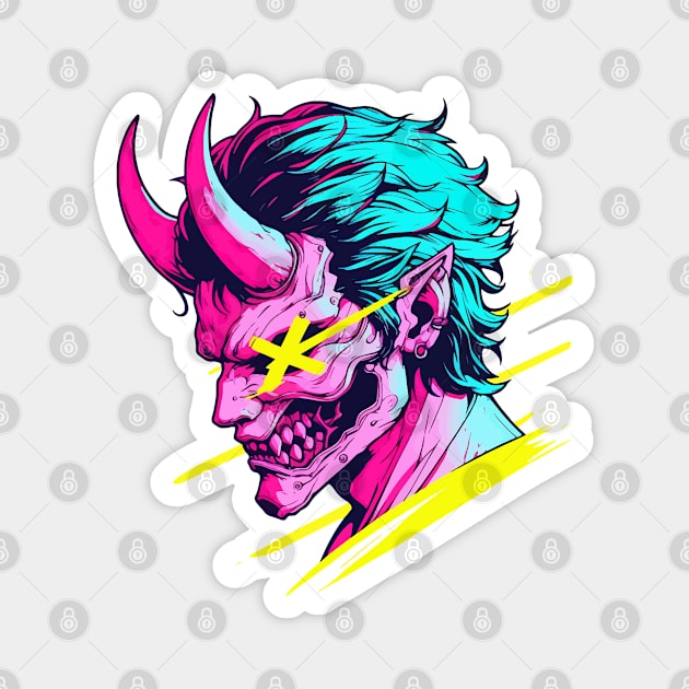 Cool Oni Yokai Hannya Ogre Neon Art - Oni Demon - Magnet | TeePublic