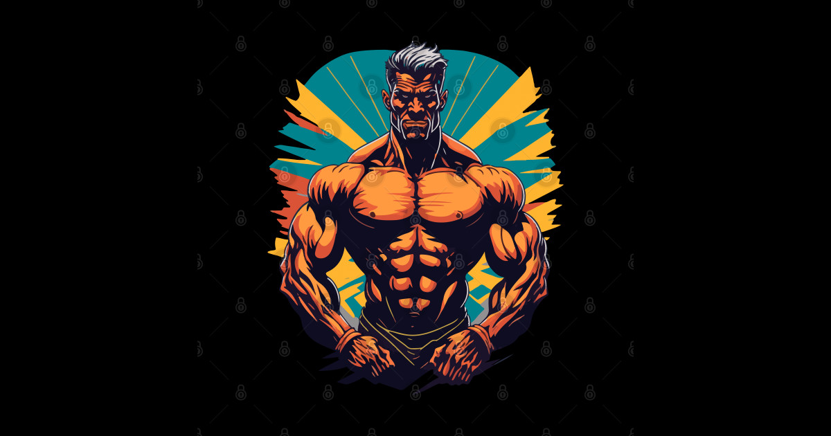 Muscular with gray hair - Bodybuilders - Sticker | TeePublic