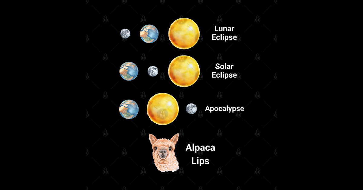Solar Eclipse 2024 Lunar Apocalypse Alpaca Lips funny design - Solar ...
