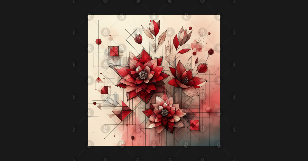 Red Abstract Flower - Abstract Flower - T-Shirt | TeePublic