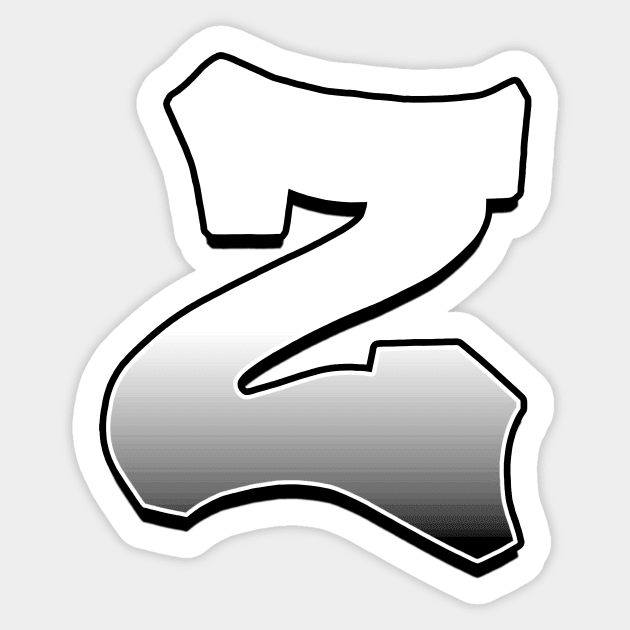 Letter Z- White / Grey fade - Z - Sticker | TeePublic