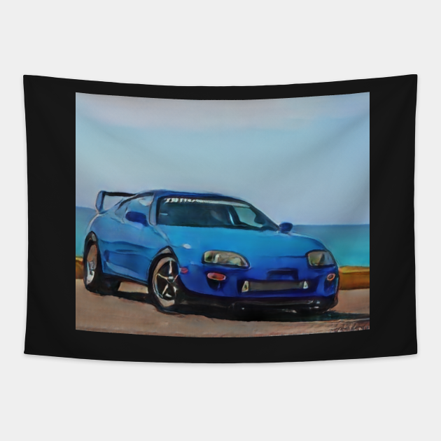 Toyota Supra MK4 - Cartoon Design - Toyota - Tapestry | TeePublic