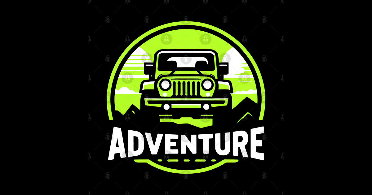 Jeep Wrangler Adventure Lime Green - Jeep - Sticker | TeePublic
