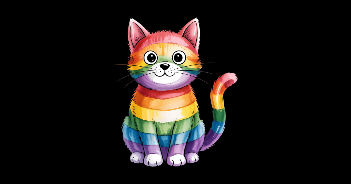 Kids Rainbow Pride Cat Modern LGBT - Cat Modern Lgbt - Posters and Art ...